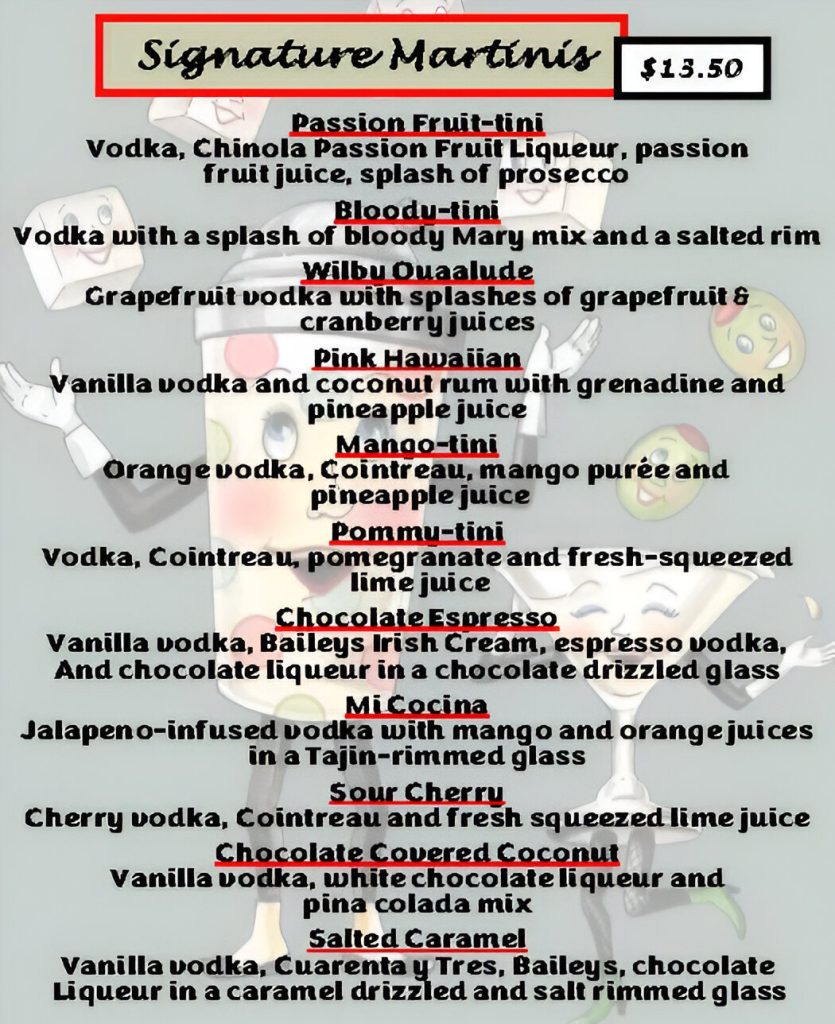 Drink Menus – Poco's