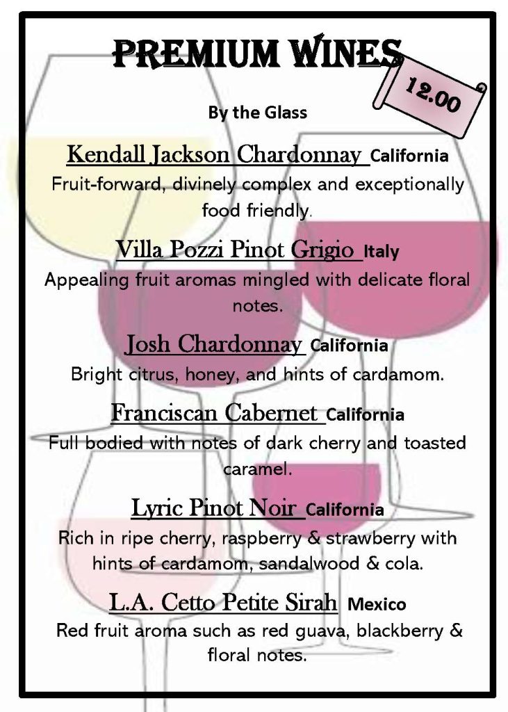 Drink Menus - Poco's