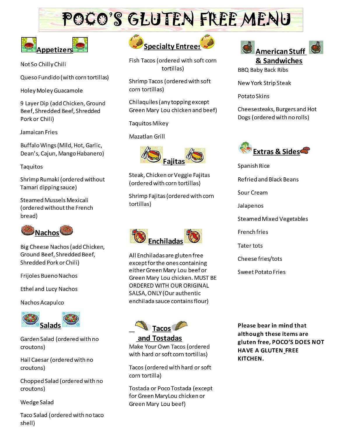 Menus - Poco's